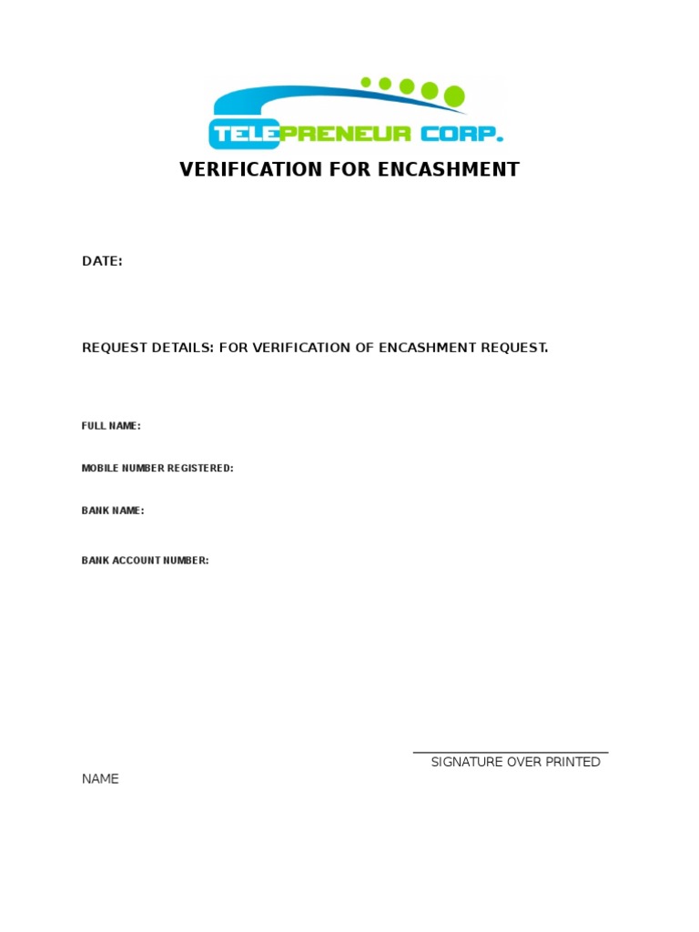 Encashment Verification Request | PDF | Law