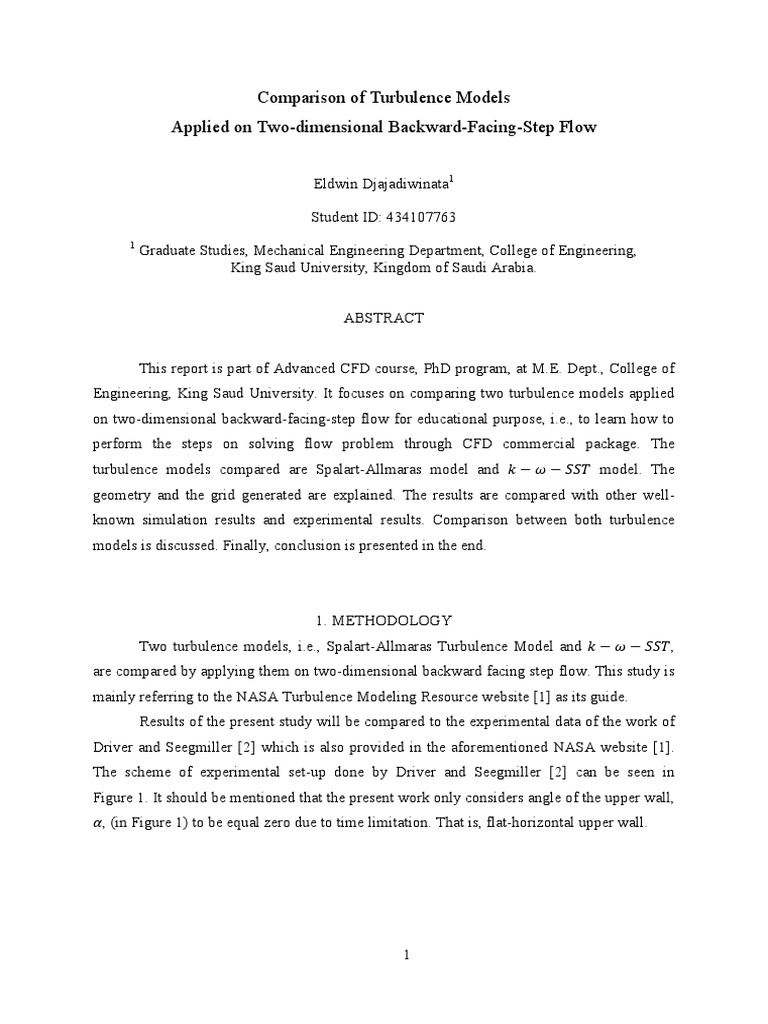 Comparison of Turbulence Models On 2D Backward Facing Step | Download ...