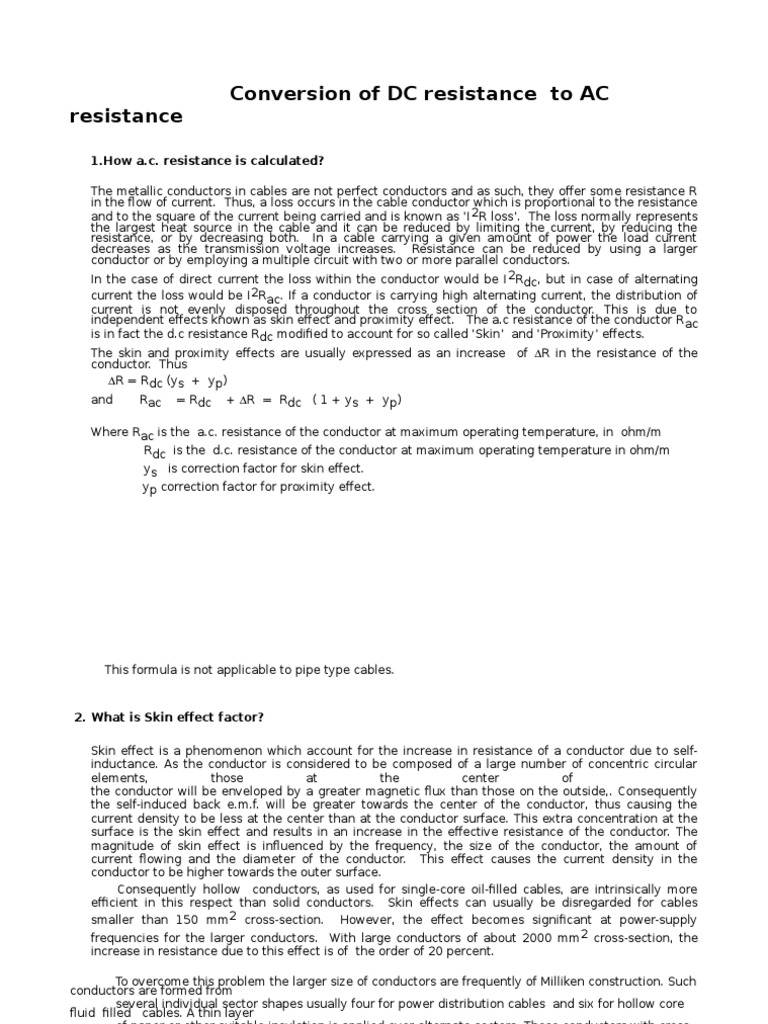 DC to AC Resistance Conversion Guide | PDF | Electrical Resistance And ...