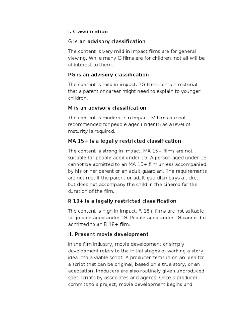 Classifications of Rating | PDF | Plot (Narrative) | Screenplay