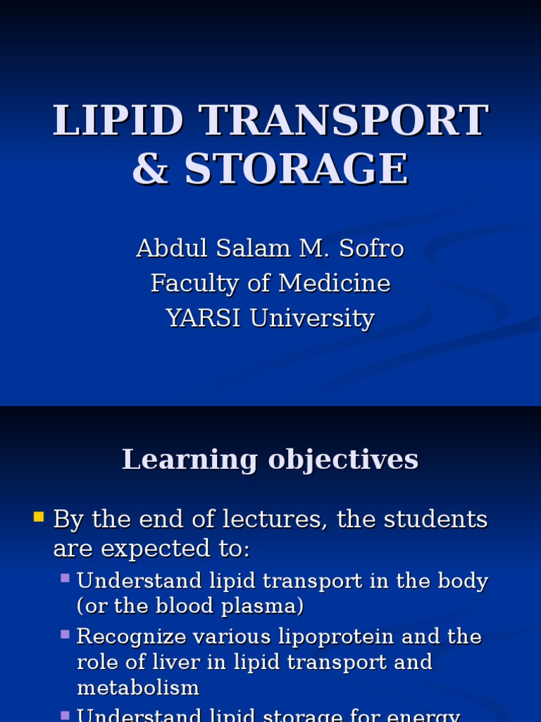 Lipid Transport & Storage | PDF | Lipoprotein | High Density Lipoprotein