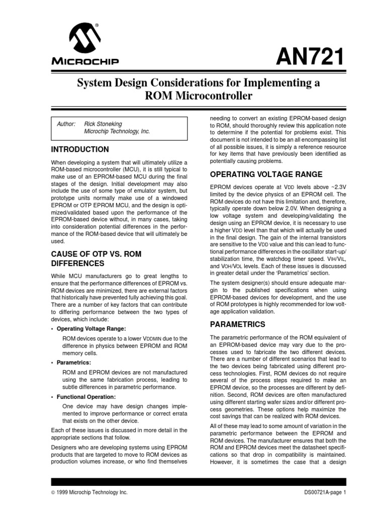 System Design Considerations For Implementing A ROM Microcontroller | PDF | Microcontroller ...