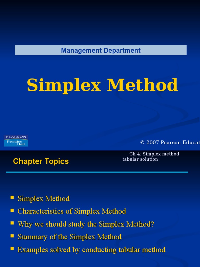 Simplex Method | PDF | Mathematical Optimization | Linear Programming