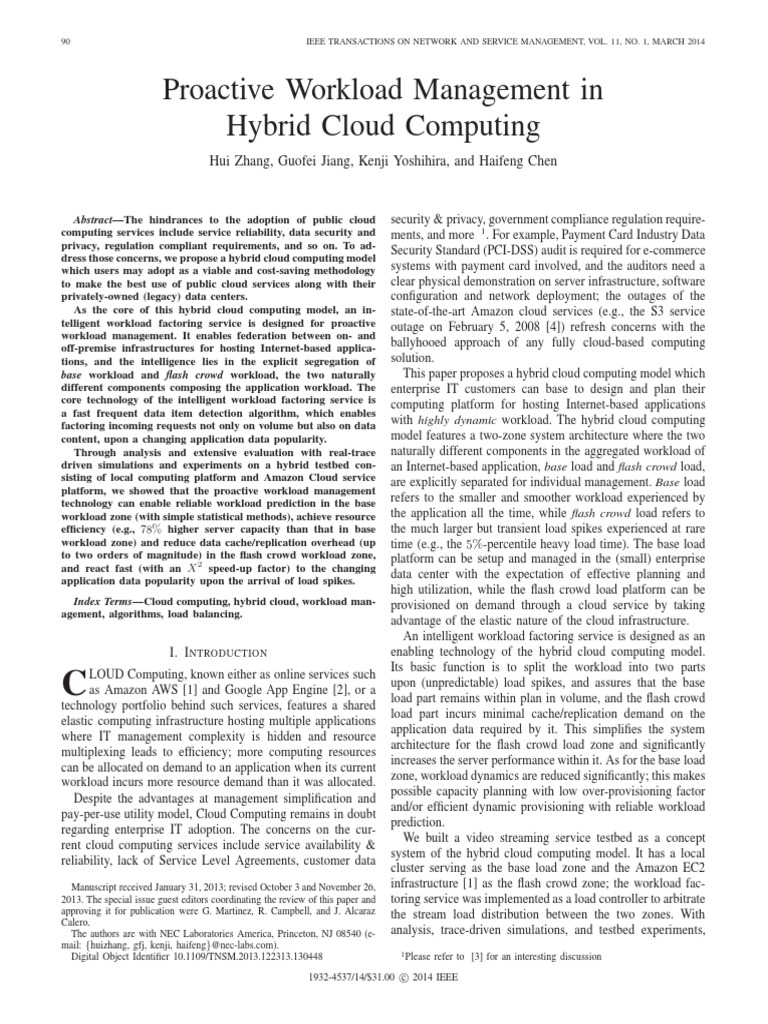 Proactive Workload Management in | PDF | Cloud Computing | Load Balancing (Computing)