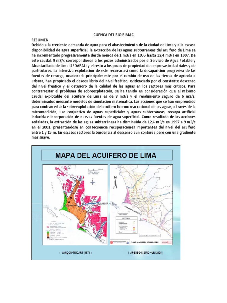 Cuenca Del Rio Rimac | PDF | Agua subterránea | Agua