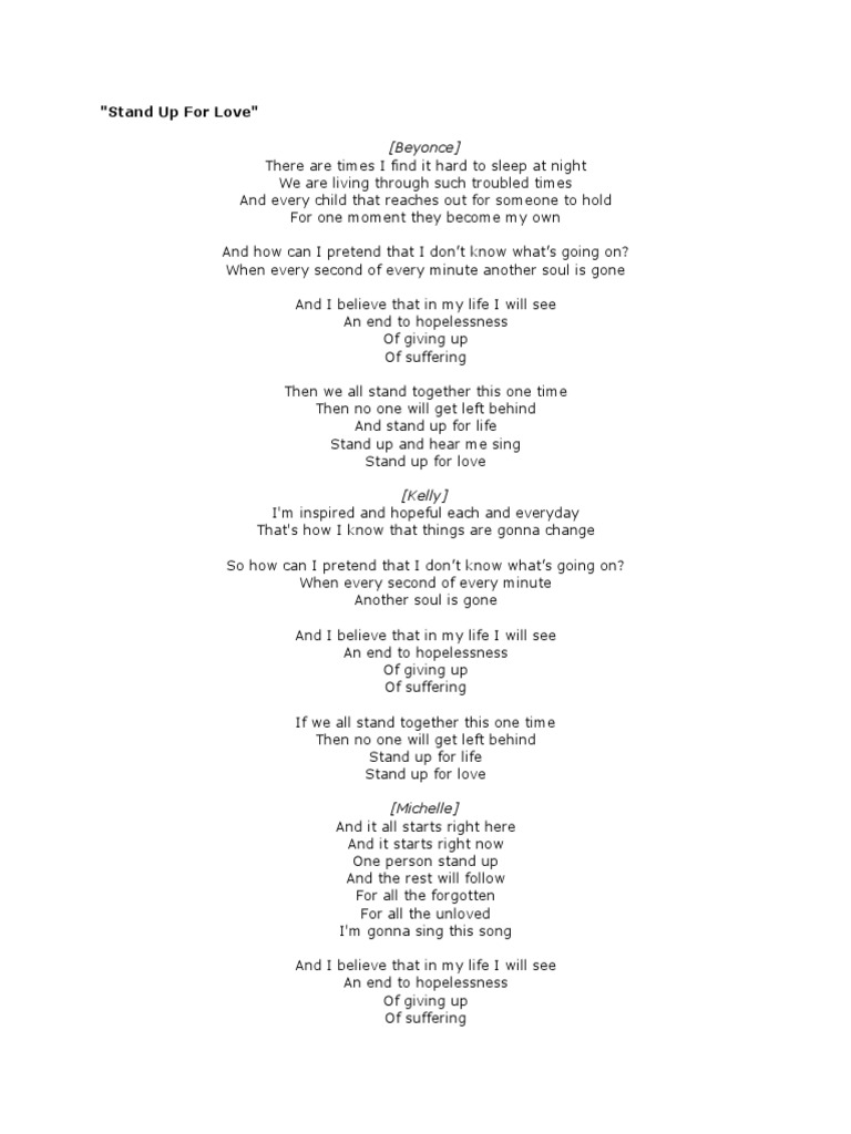 "Stand Up For Love": (Beyonce) | PDF