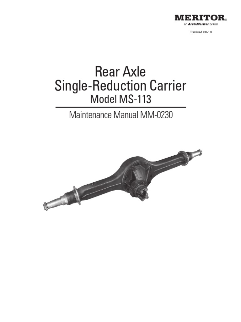 Meritor Axle MS-113 | PDF | Gear | Bearing (Mechanical)
