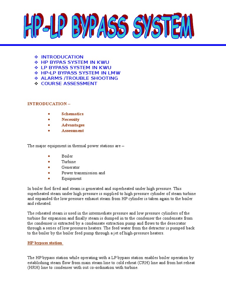 HP-LP Bypass System Guide | PDF | Valve | Boiler