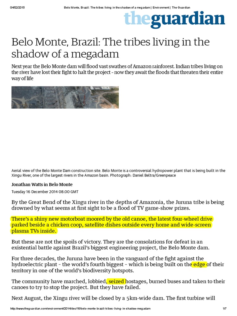Belo Monte, Brazil - The Tribes Living in The Shadow of A Megadam ...