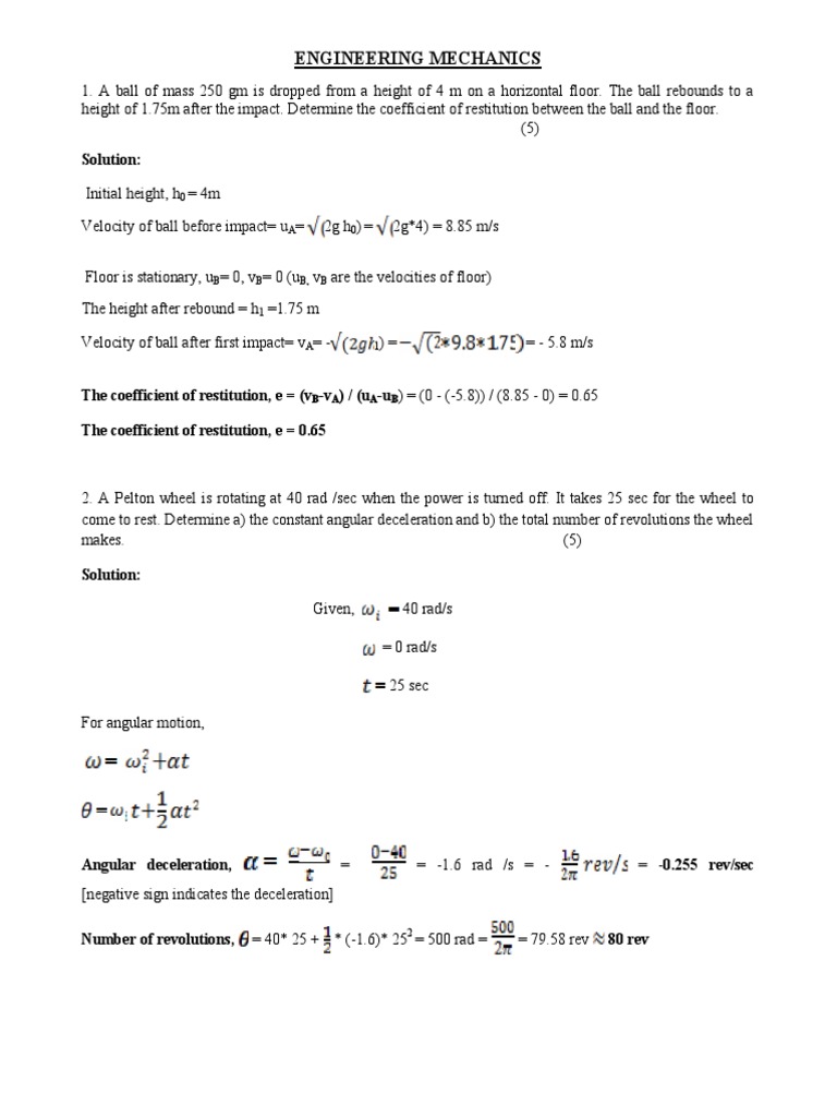 Engineering Mechanics: Solution | PDF | Sine | Velocity