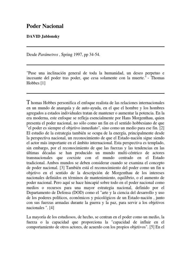 Poder Nacional - National Power | PDF | Estado (política) | Nación