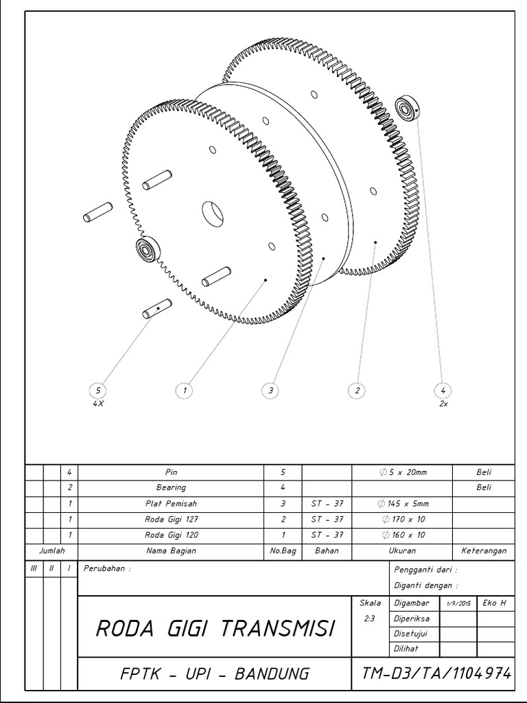 Blueprints / Plans Gear Mesin Bubut | PDF