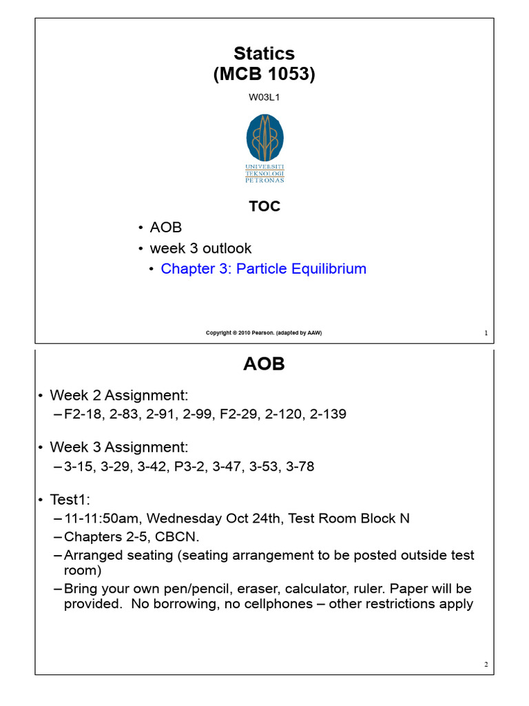 Statics - Particle Equilibrium | PDF | Force | Physics