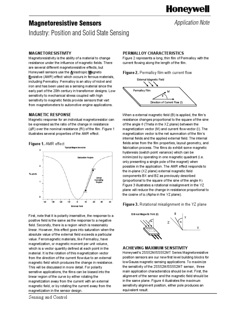 Industry: Position and Solid State Sensing: Magnetoresistive Sensors | PDF | Force | Physics