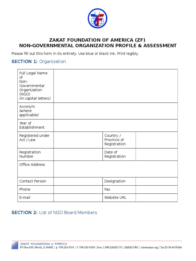 NGO Profile & Assessment Form 2014 | PDF | Non Governmental ...