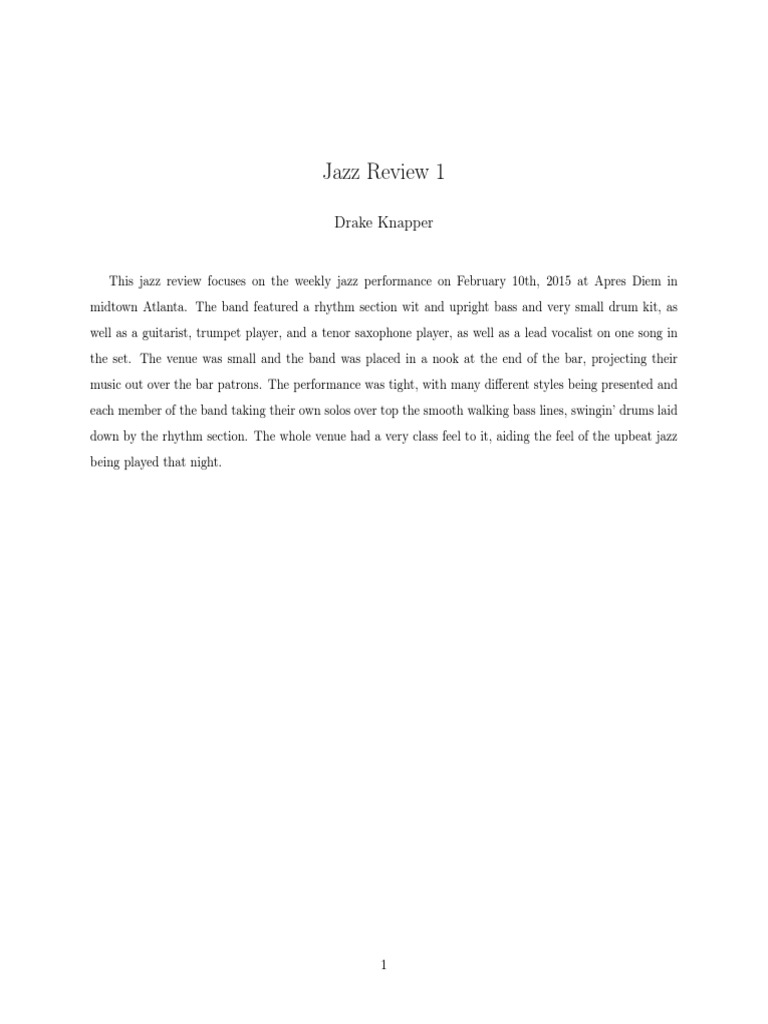 Atlanta Jazz Performance Review | PDF | Jazz | Popular Music
