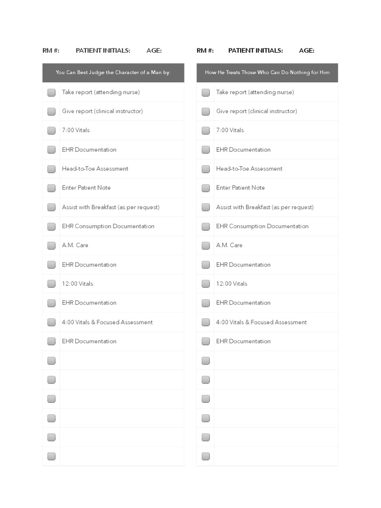 Nursing Student Clinical Checklist | PDF