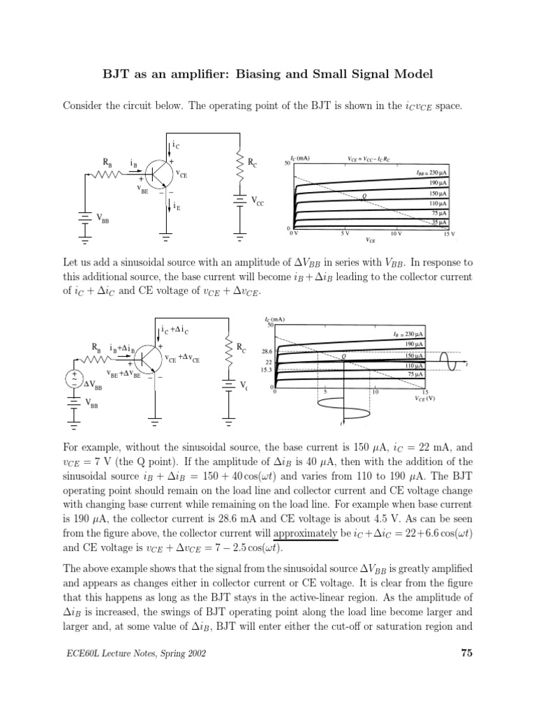 BJT As An Amplifier: Biasing and Small Signal Model: ECE60L Lecture ...