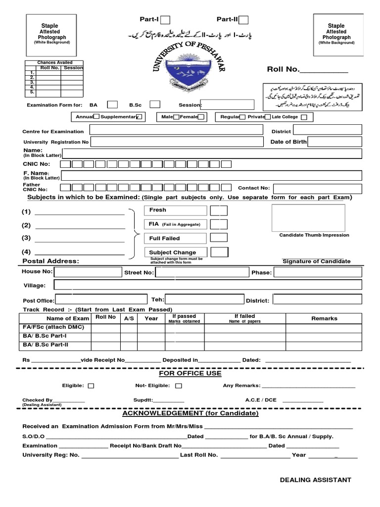BA PartI & II Form - New | PDF | Identity Document | Fee