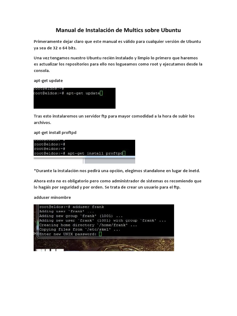 Manual Instalar Multics en Ubuntu PDF | PDF | Ubuntu (sistema operativo ...