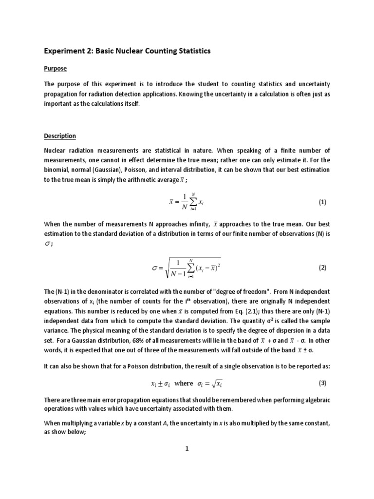 Lab 2 Basic Nuclear Counting Statistics-2 | PDF | Normal Distribution | Standard Deviation