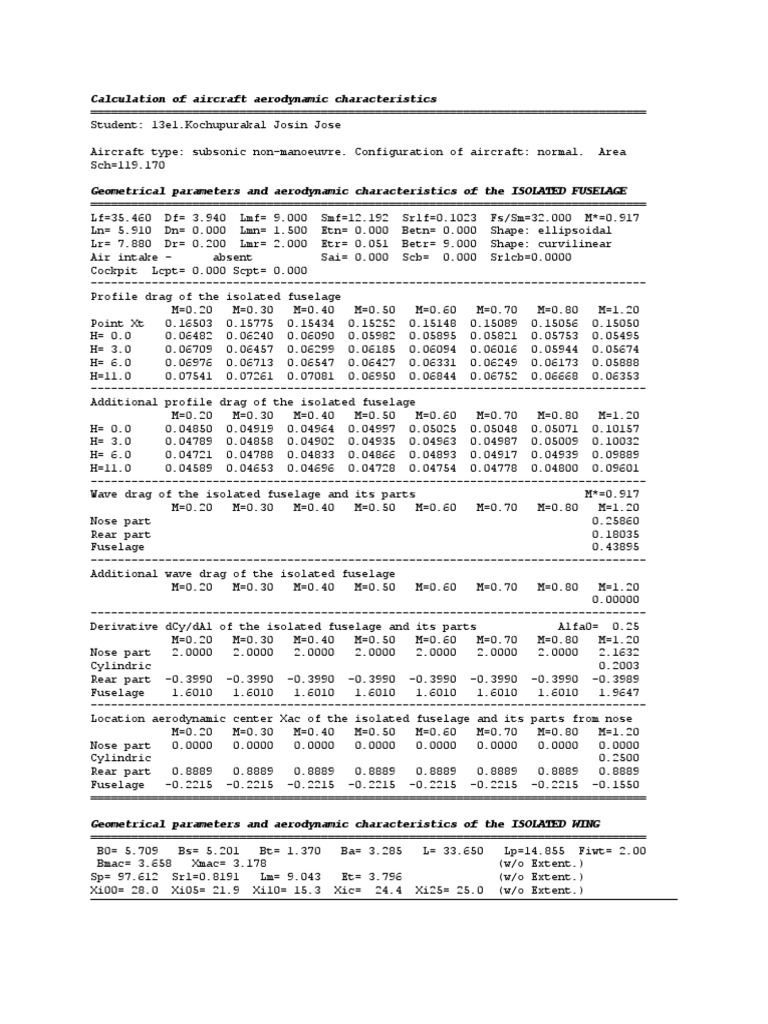 Calculation of Aircraft Aerodynamic Characteristics (Sem6) | PDF | Empennage | Drag (Physics)