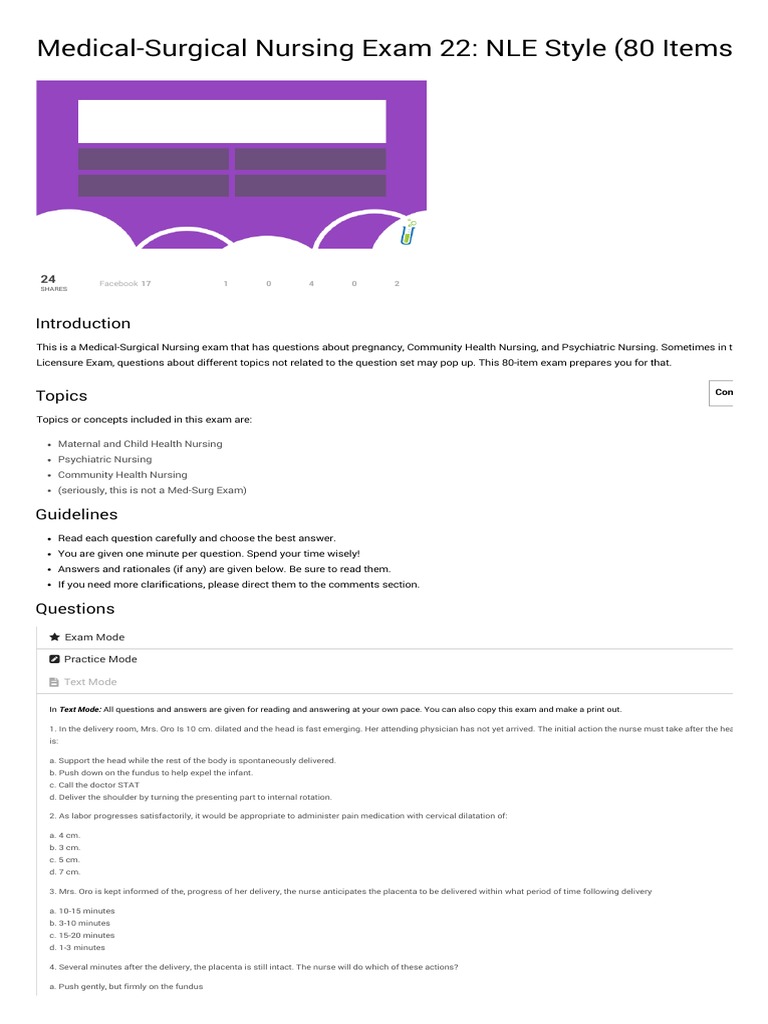 MS Exam 22 Nle Style | Download Free PDF | Childbirth | Adolescence