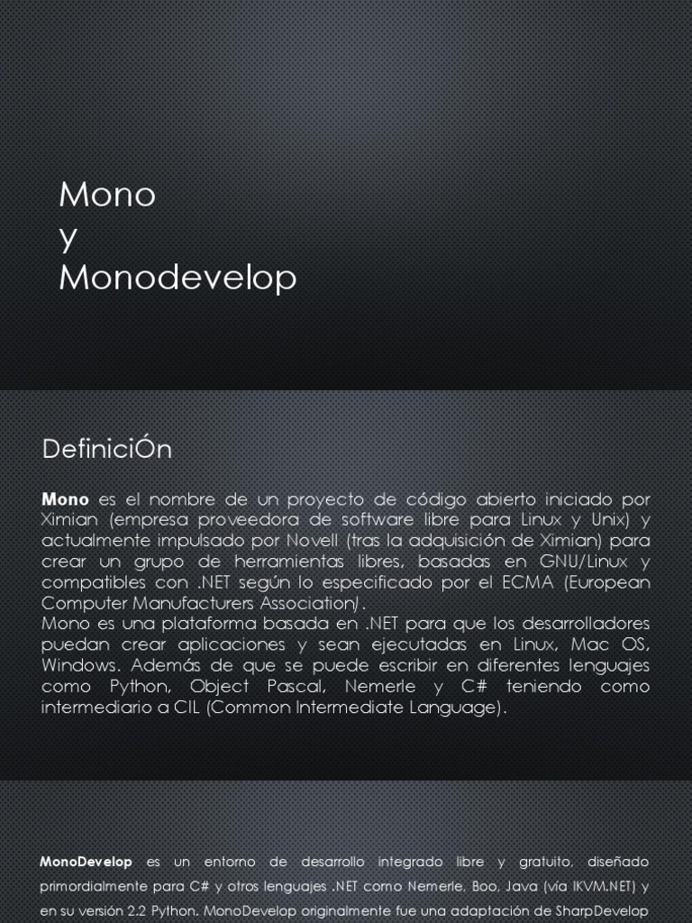 Mono y MonoDevelop: Una introducción a la plataforma .NET de código ...