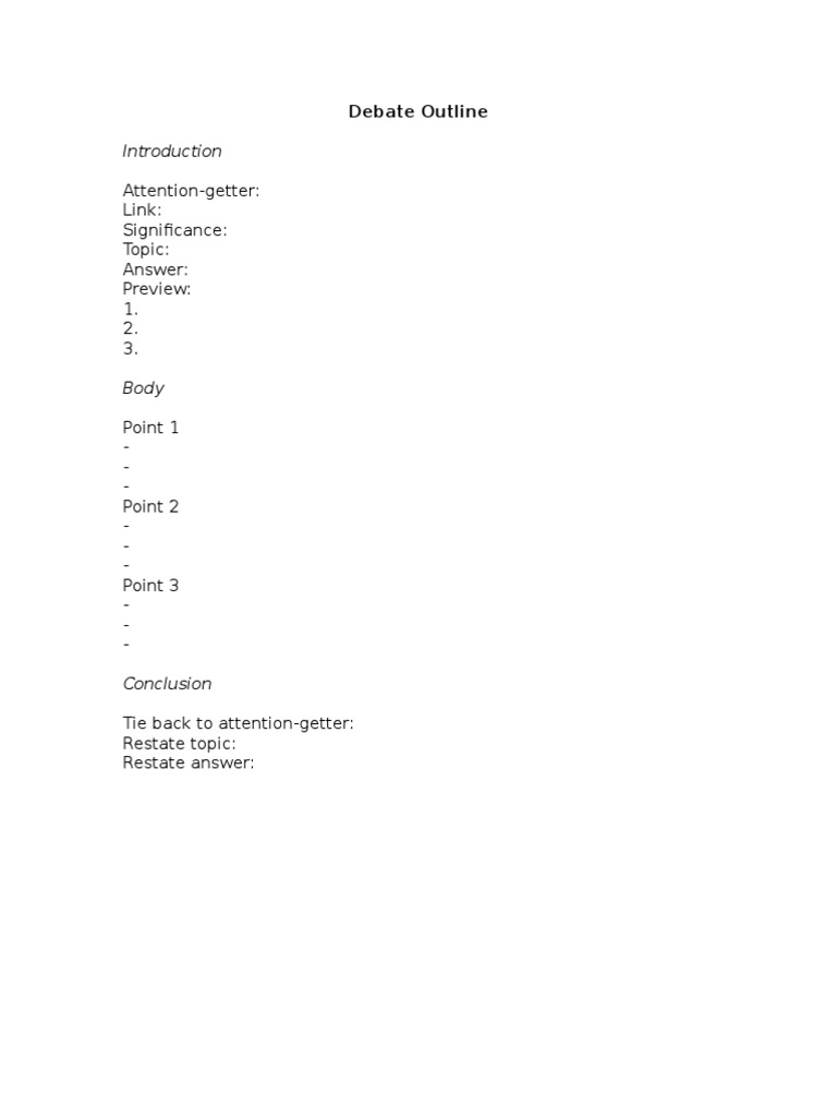 Structured Debate Outline Template | PDF