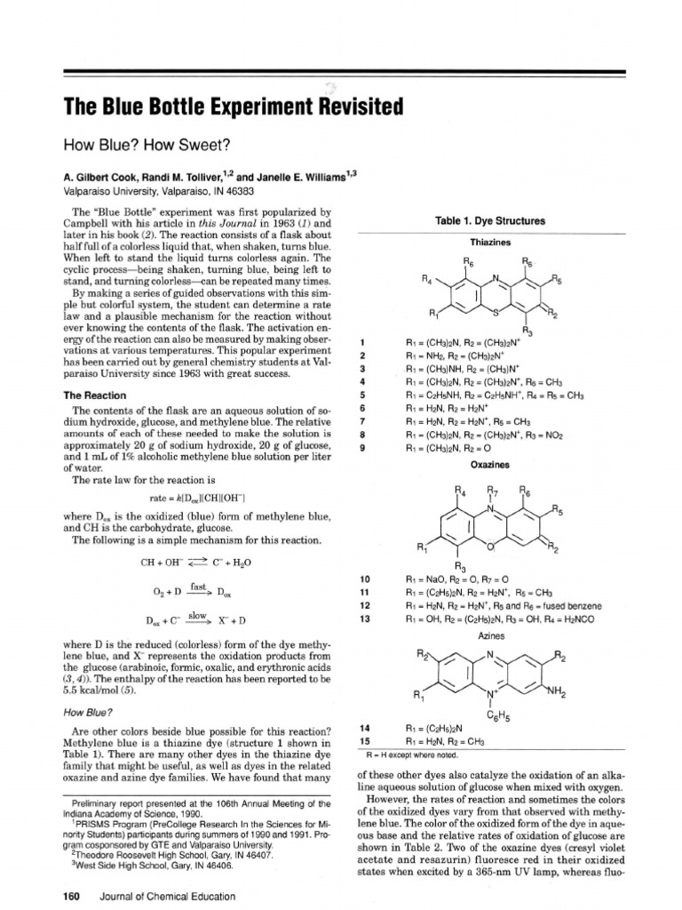 Blue Bottle Experiment | PDF | Physical Chemistry | Chemical Compounds