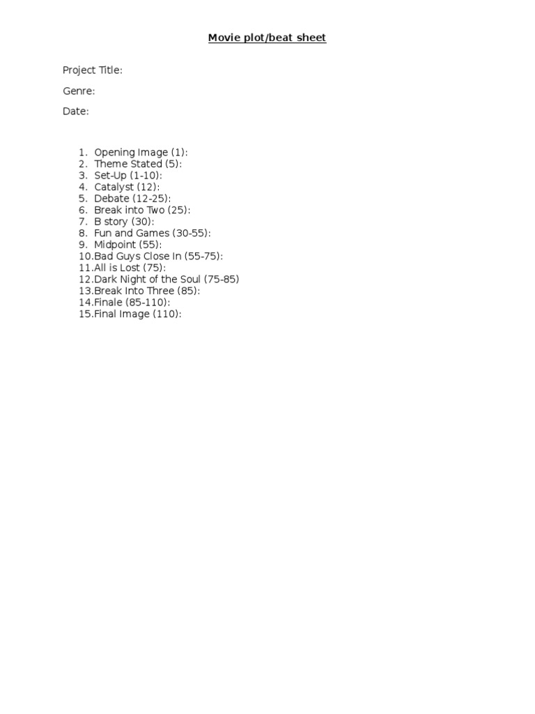 Beatsheet Story Structure | PDF