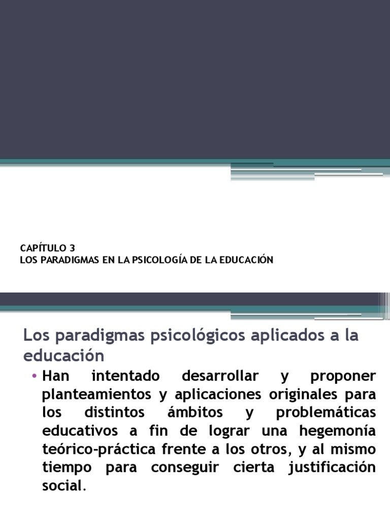 Capítulo 3 Los Paradigmas en La Psicología de La Educación | PDF | Karl ...