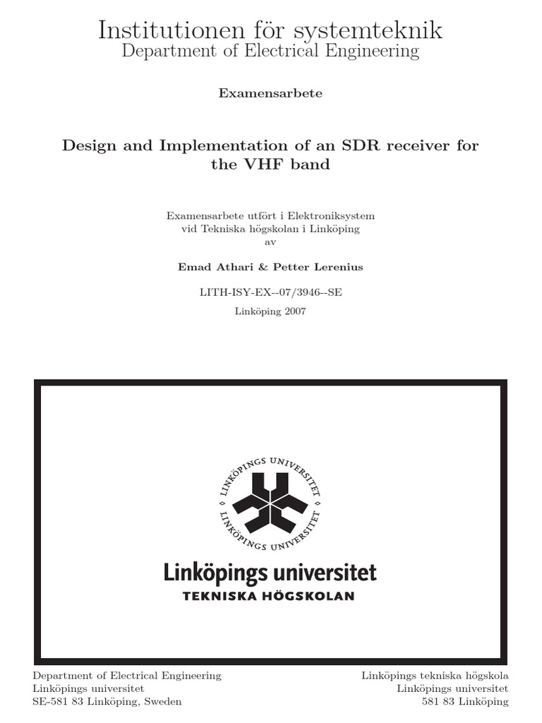 Design and Implementation of An SDR Receiver For The VHF Band | PDF ...