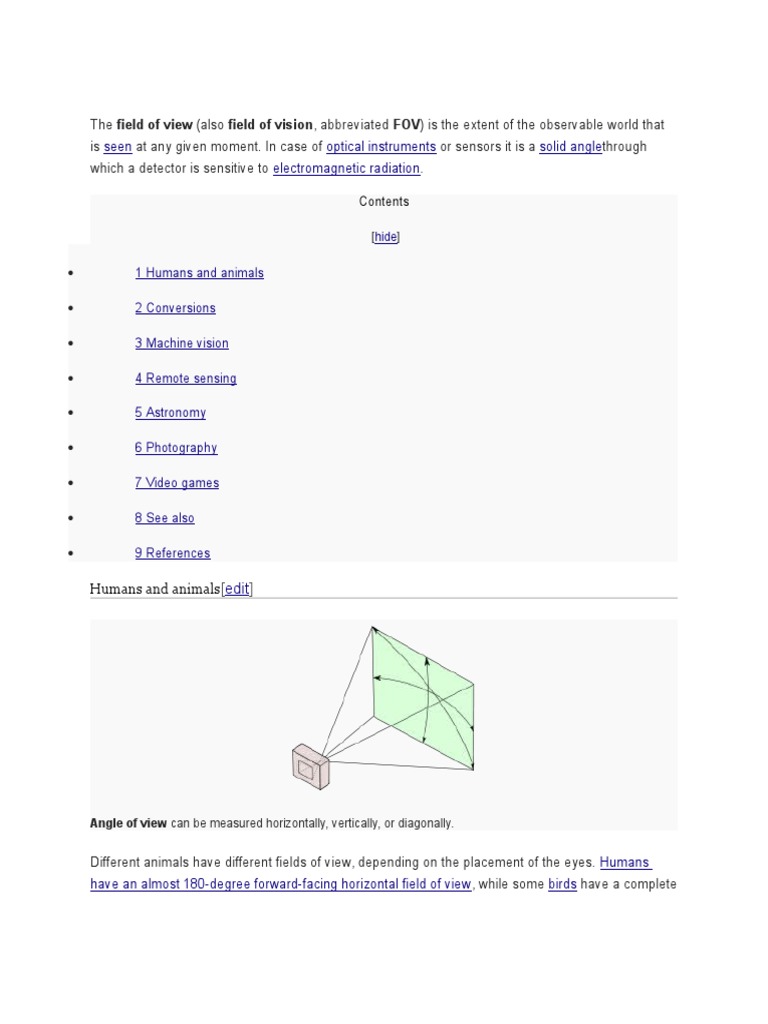 Field of Vision | PDF | Field Of View | Optics