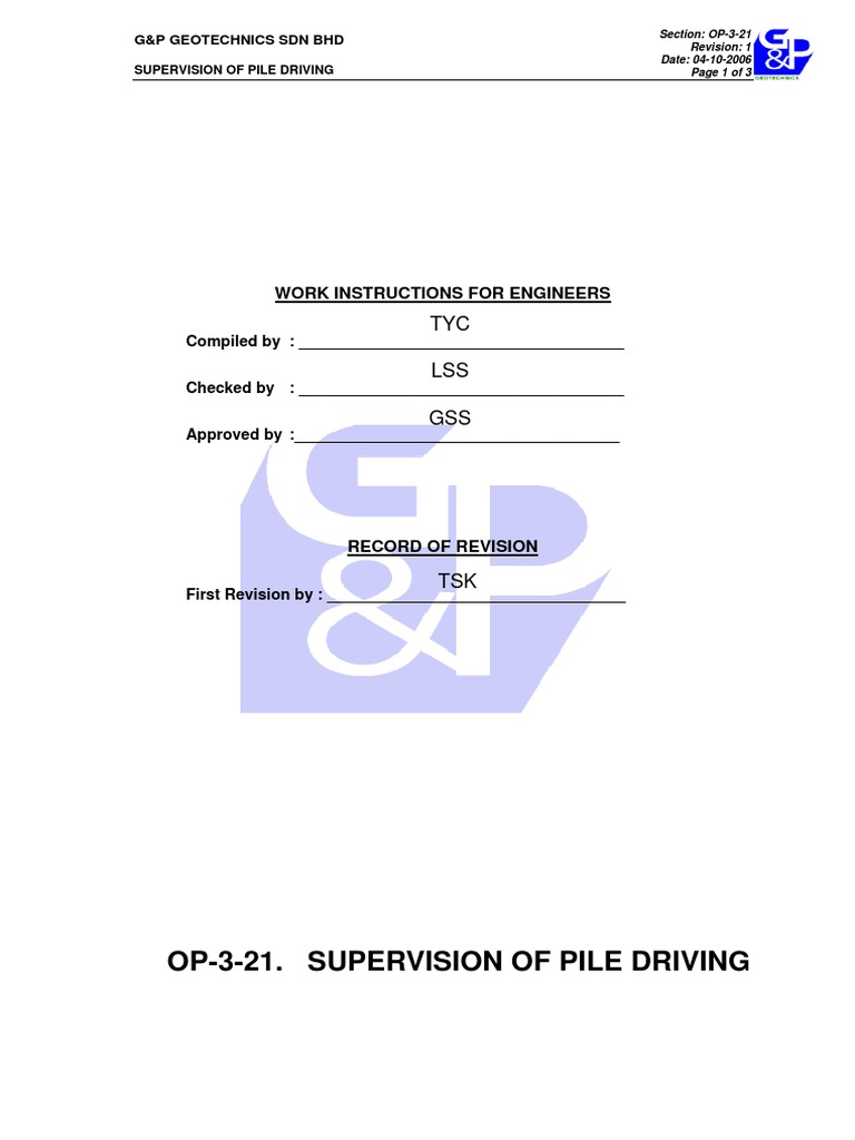 Pile Driving Supervision Guidelines | PDF | Deep Foundation ...