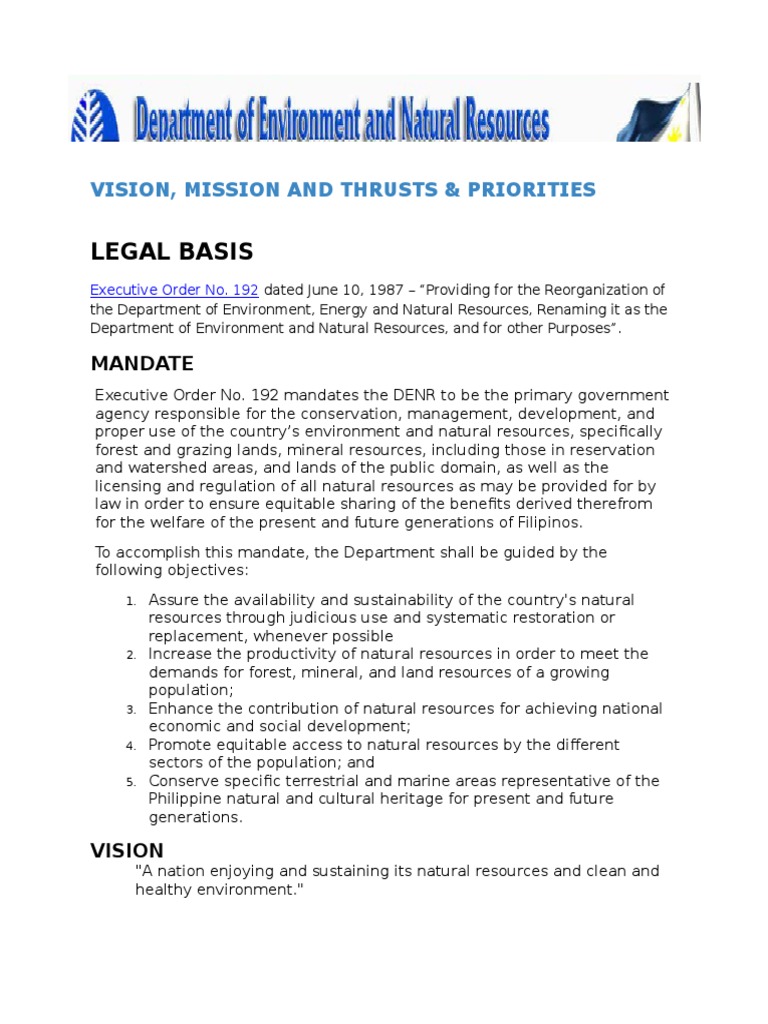 Legal Basis: Vision, Mission and Thrusts & Priorities | Download Free ...