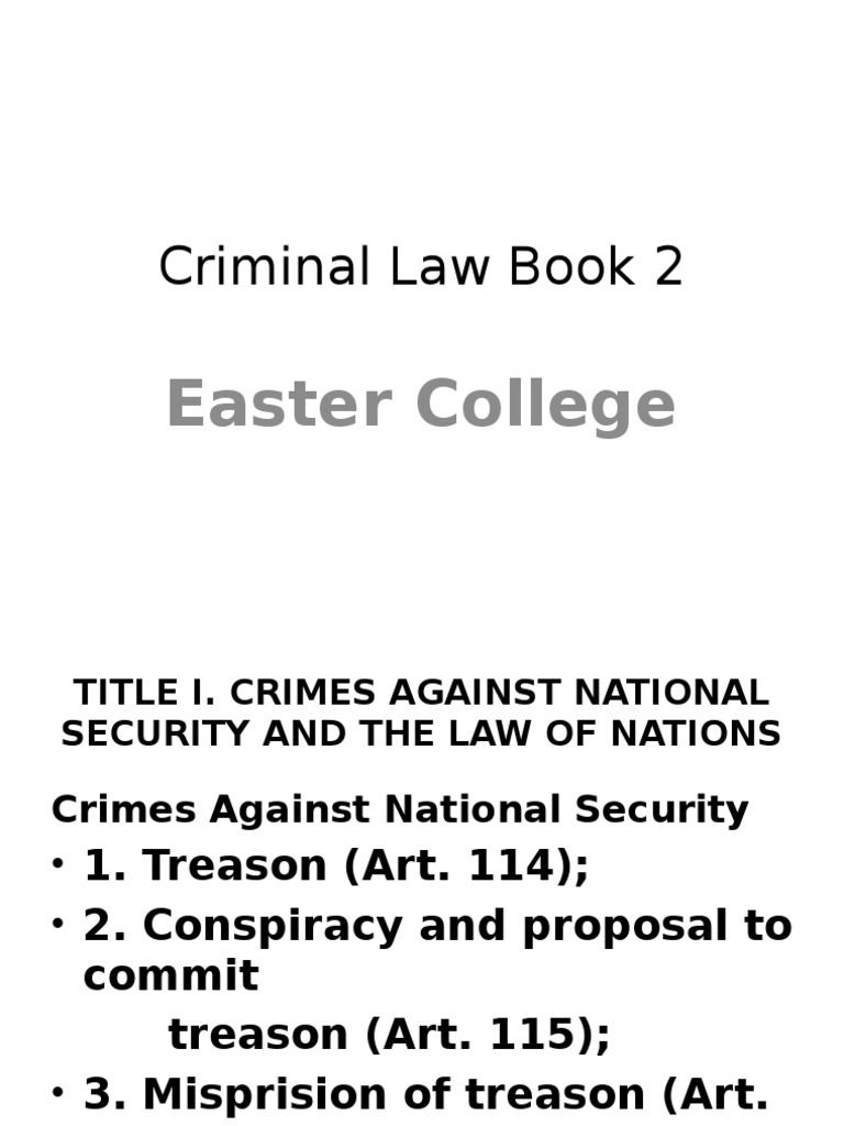 Criminal Law Book 2 on National Security & International Law | PDF ...