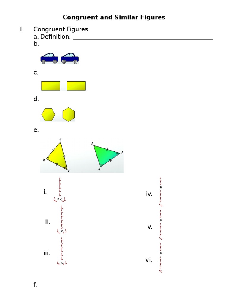 Congruent and Similar Figures Notes | PDF