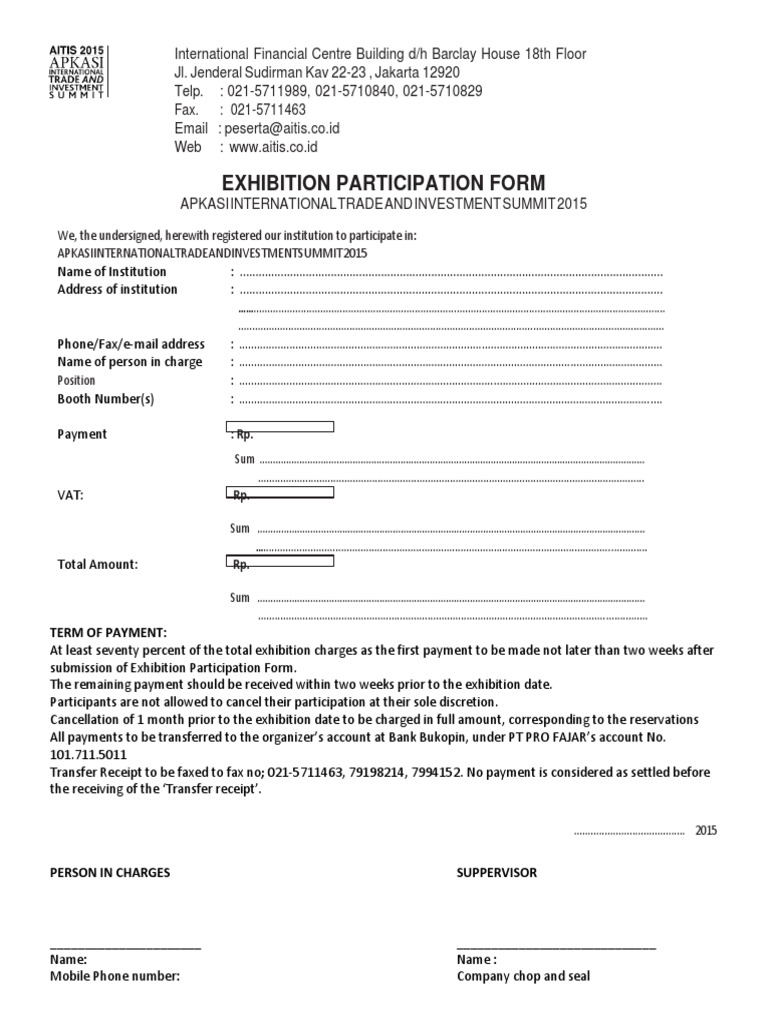Participation Form AITIS 2015 | PDF | Finance & Money Management