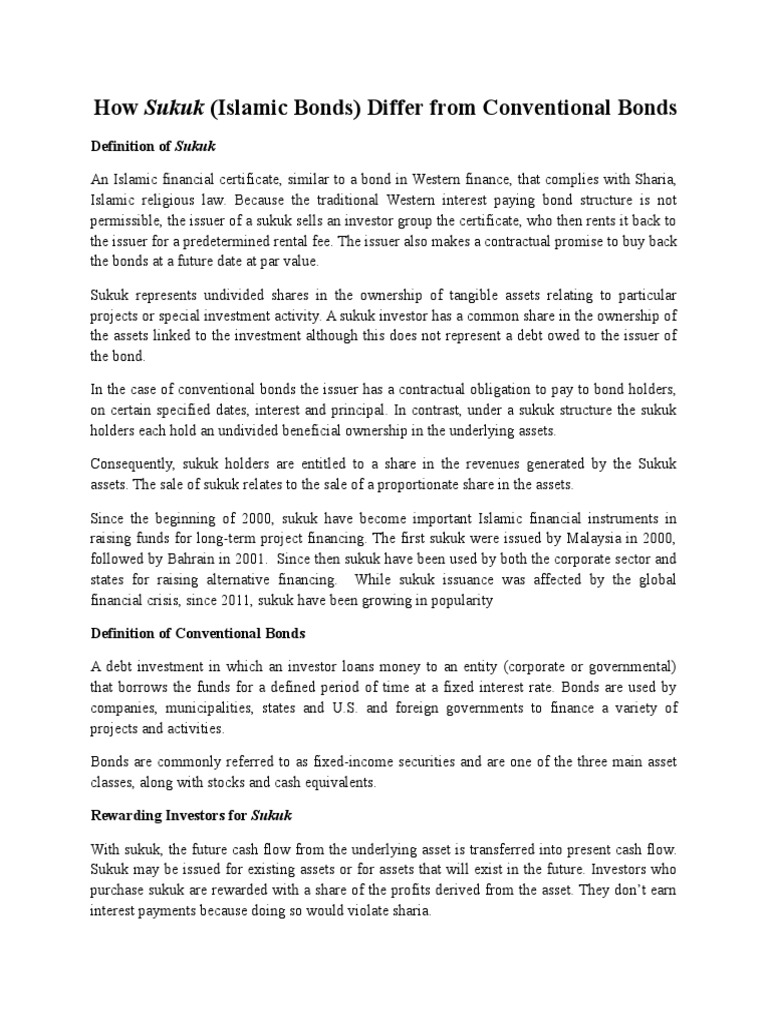 Sukuk vs. Bonds: Key Differences | PDF | Islamic Banking And Finance ...