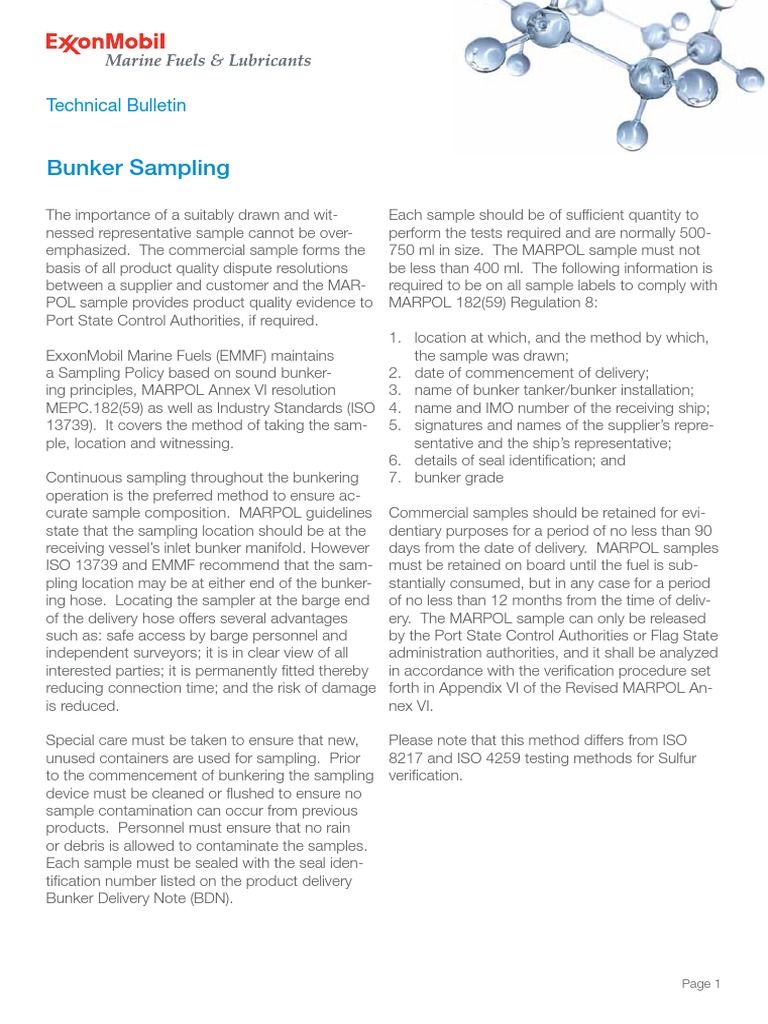 Bunker Sampling | PDF | Fuel Oil | Exxon Mobil