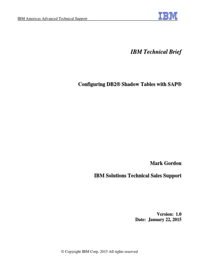 DB2 BLU Shadow Tables With SAP V1 PDF | PDF | Sql | Database Index