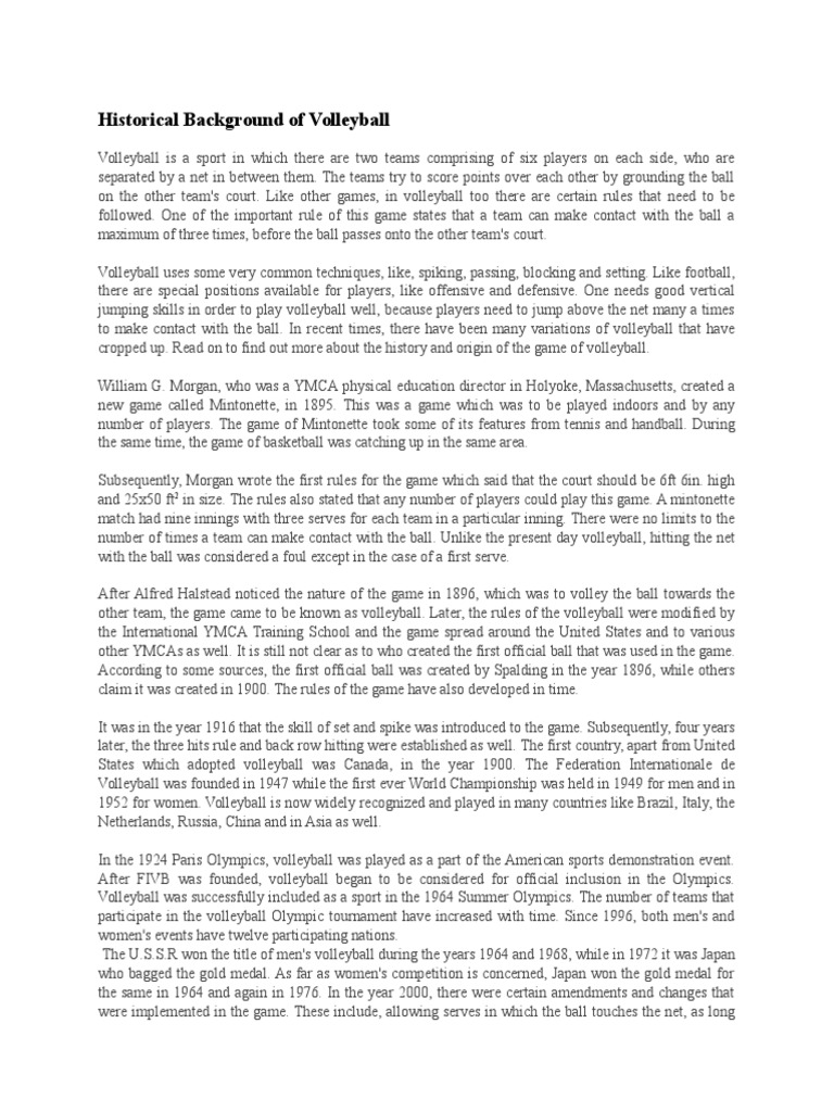 A Comprehensive History of the Origin and Evolution of Volleyball from ...