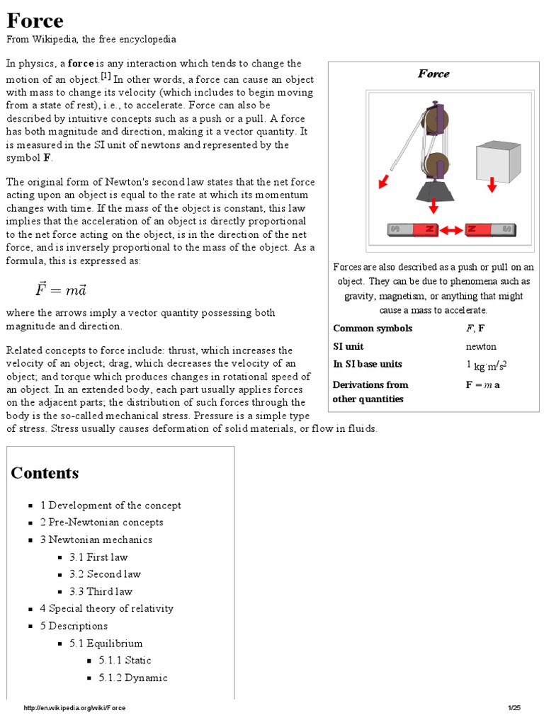 Force - Wikipedia, The Free Encyclopedia | PDF | Fundamental ...