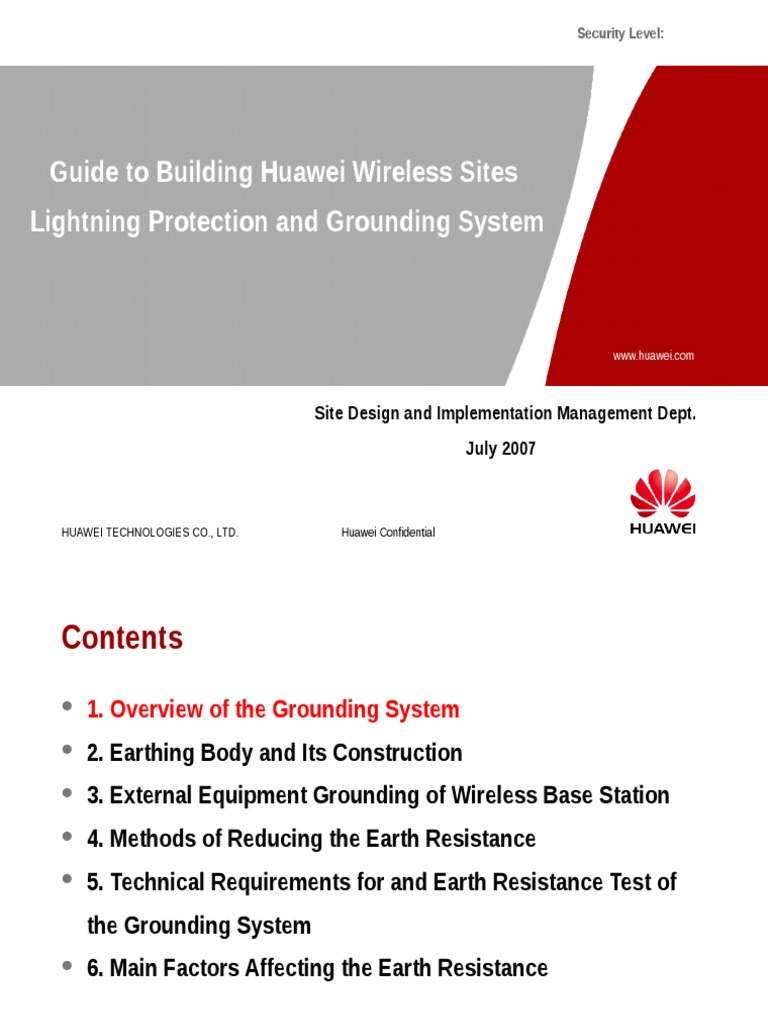 Huawei Wireless Sites Lightning Protection and Grounding System | PDF ...