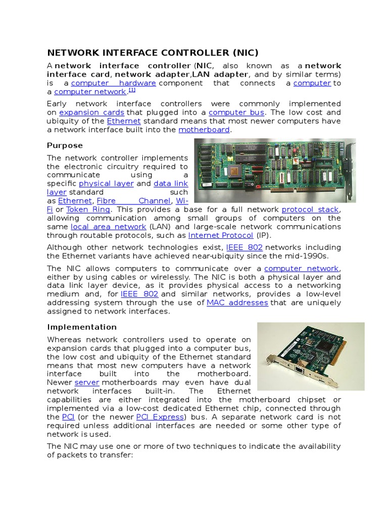 Understanding Network Interface Controllers | PDF | Network Switch ...