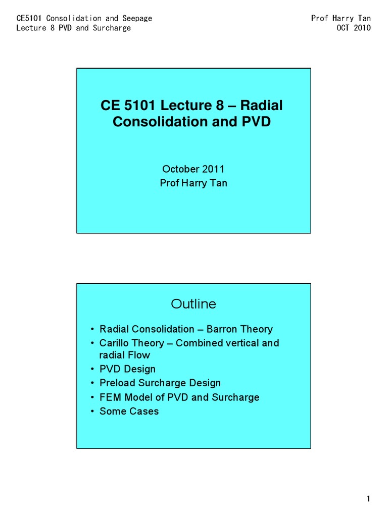 Radial Consolidation - PVD and Surcharge (Oct 2011 Color) | PDF | Soil ...