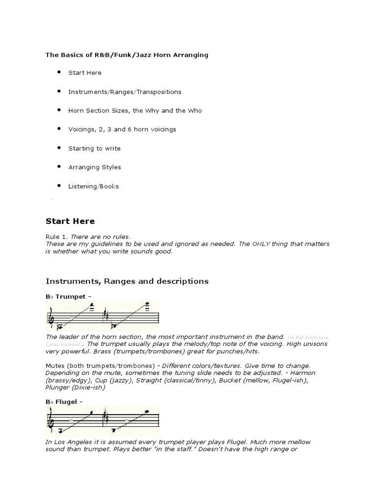 The Basics of Horn Arranging | PDF | Saxophone | Trombone