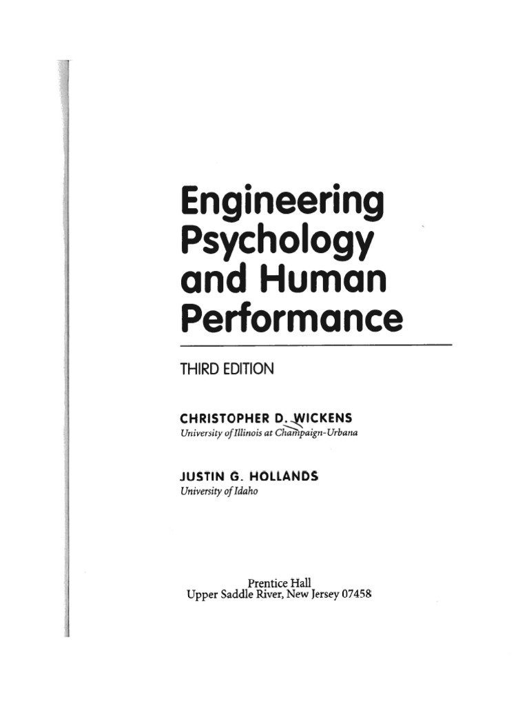 Engineering Psychology and Human Performance: Third Edition | PDF ...