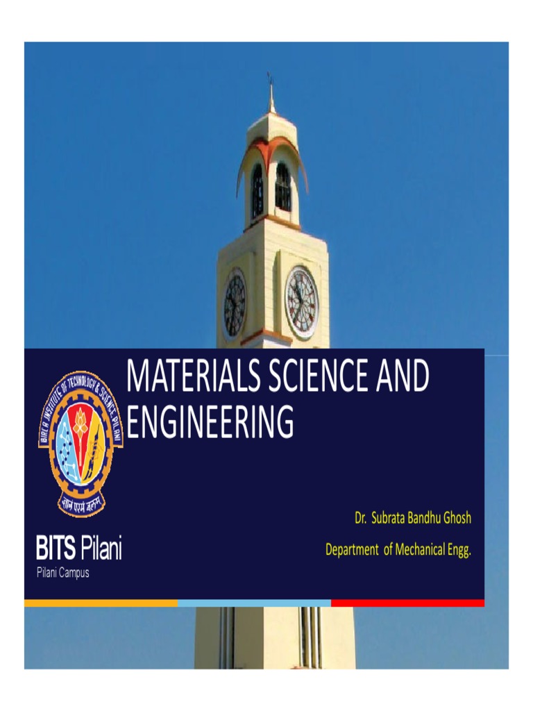 Materials Science and Materials Science and Engineering: BITS Pilani | PDF | Dislocation ...